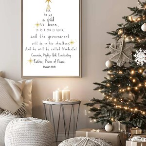 Christmas Christian Wall Art, Isaiah 9:6, Bible Verse Wall Art, Modern ...