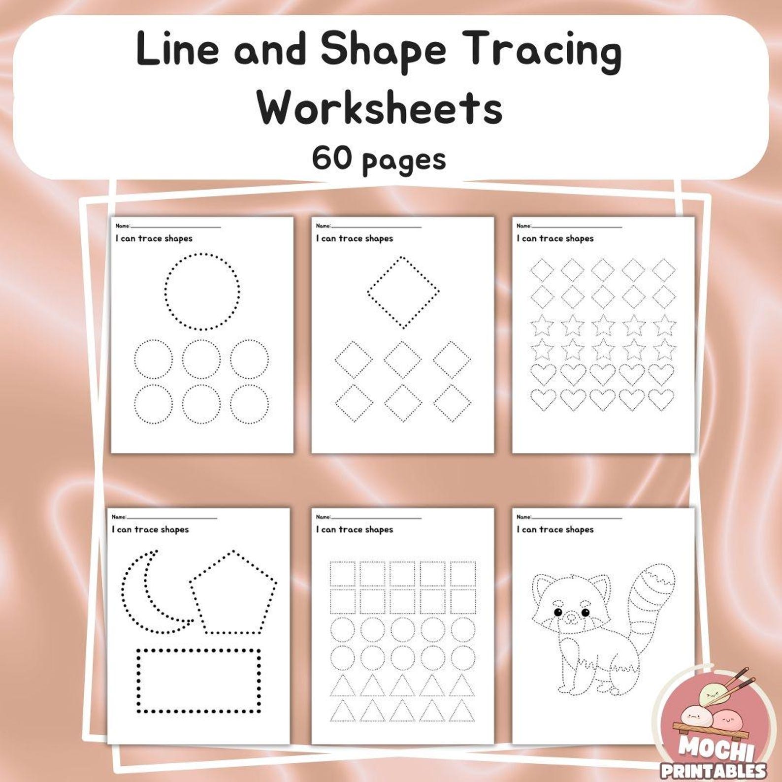 60 Pages Digital Printable Tracing Worksheets for Kids Lines, Shapes ...