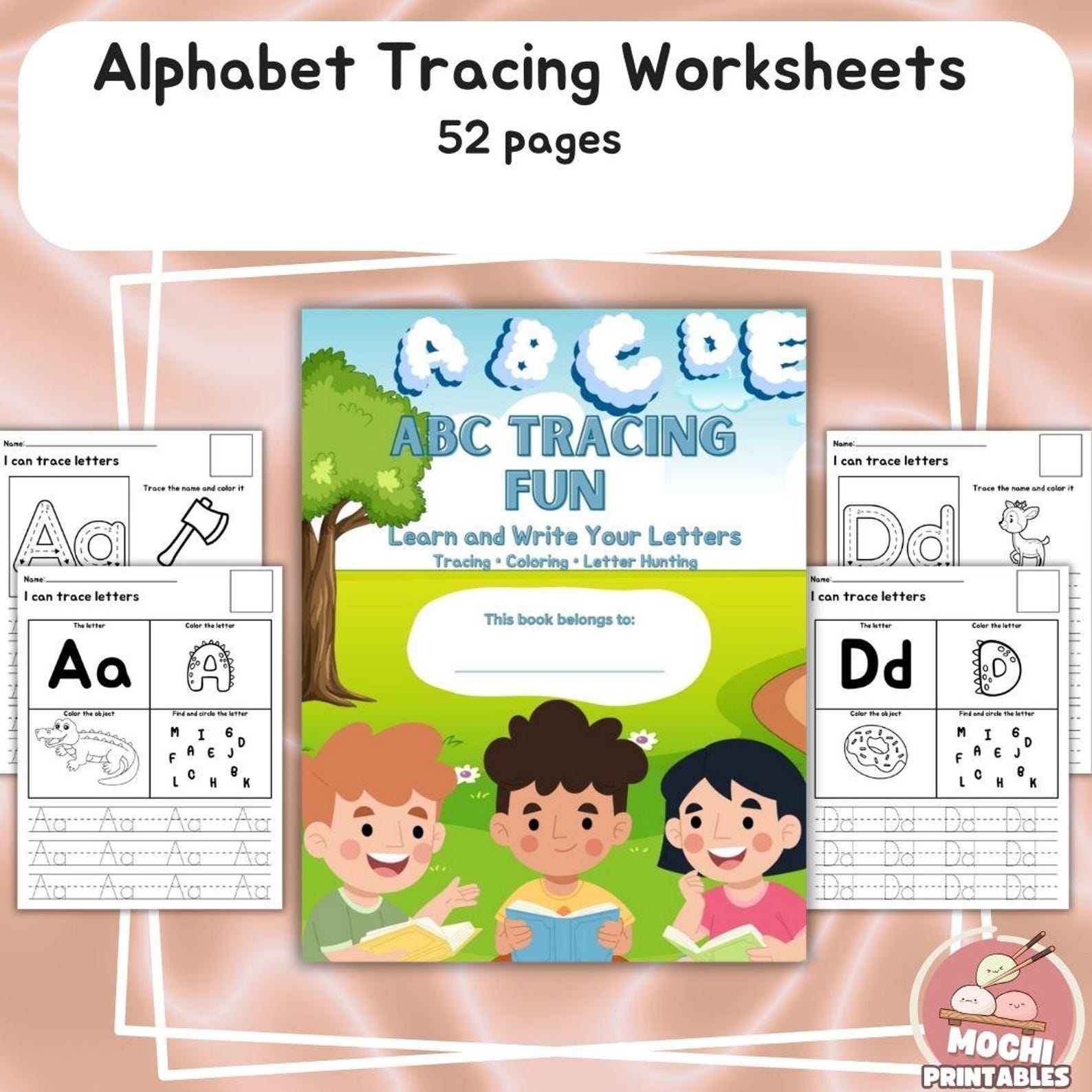 52 Pages Alphabet Digital Printable Tracing Worksheets for Kids | ABC ...