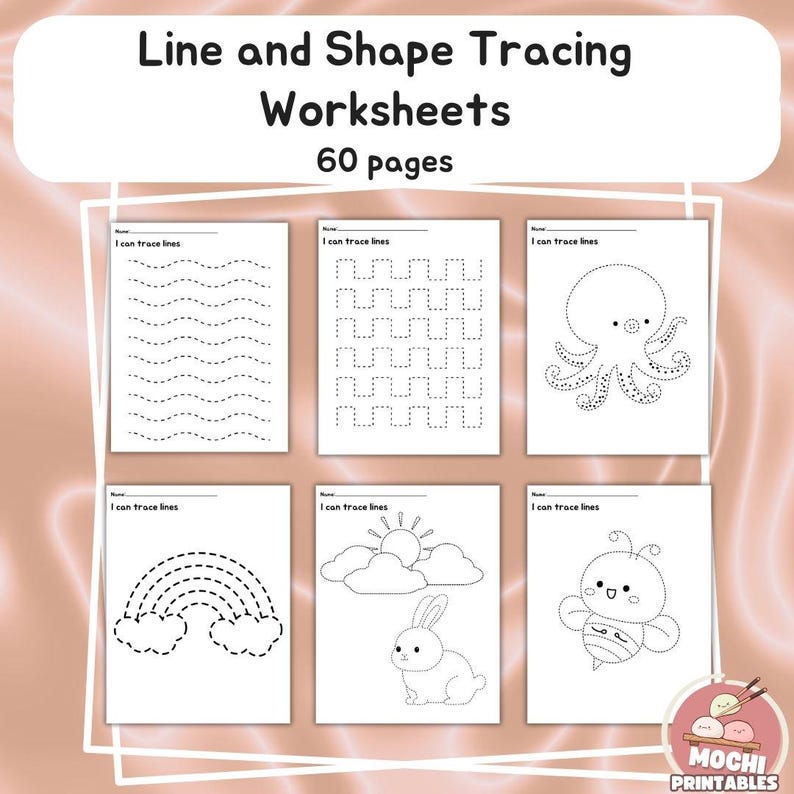 60 Pages Digital Printable Tracing Worksheets for Kids Lines, Shapes ...
