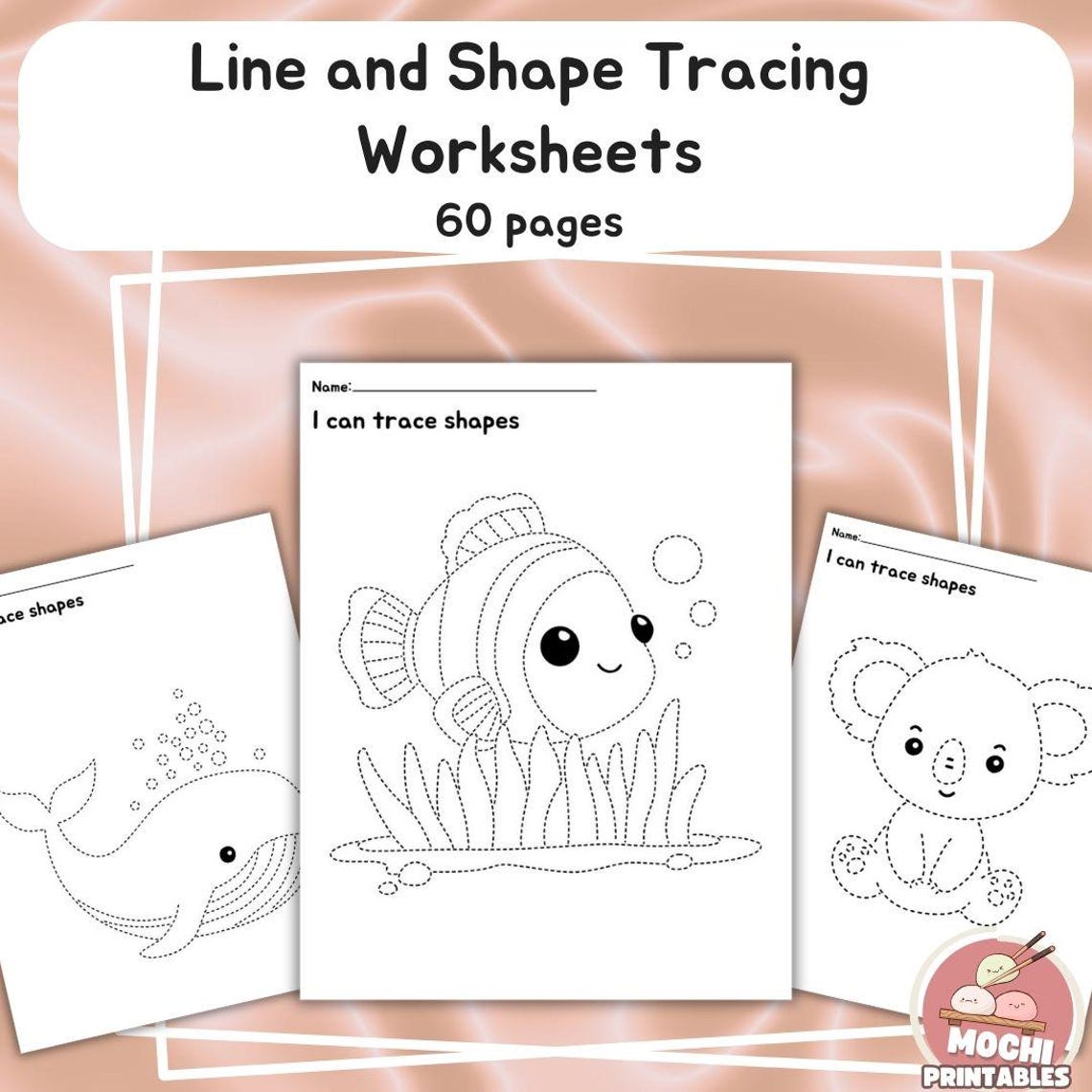 60 Pages Digital Printable Tracing Worksheets for Kids Lines, Shapes ...