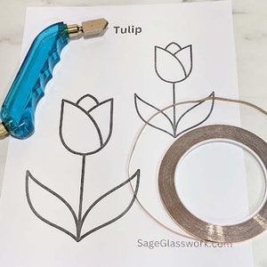 PATTERN Tulip Flower Stained Glass Pattern, PDF Digital Tutorial for ...