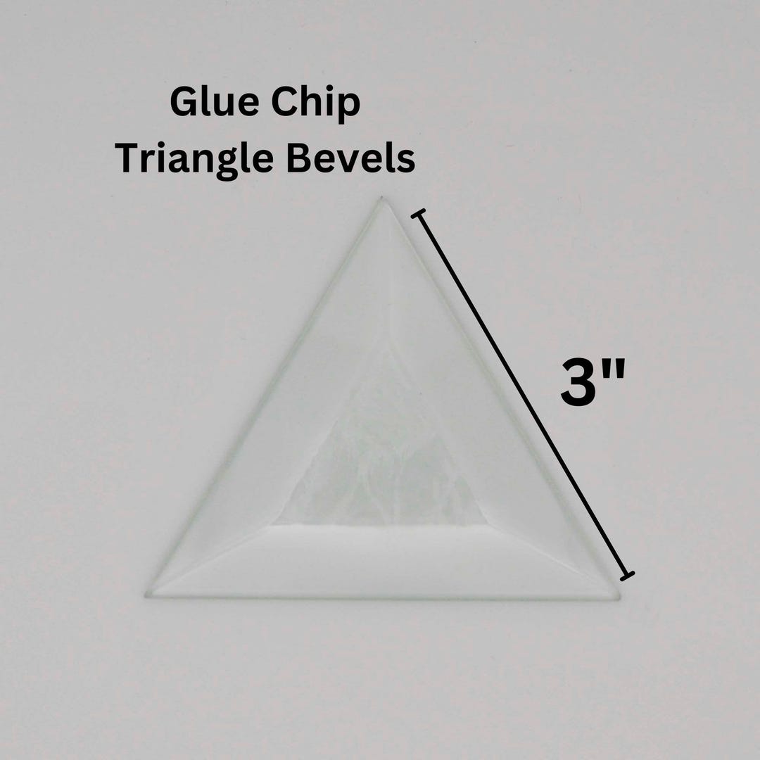 3 Inch Triangle Bevel With Glue Chip Center, 1 Piece Beveled Glass With ...