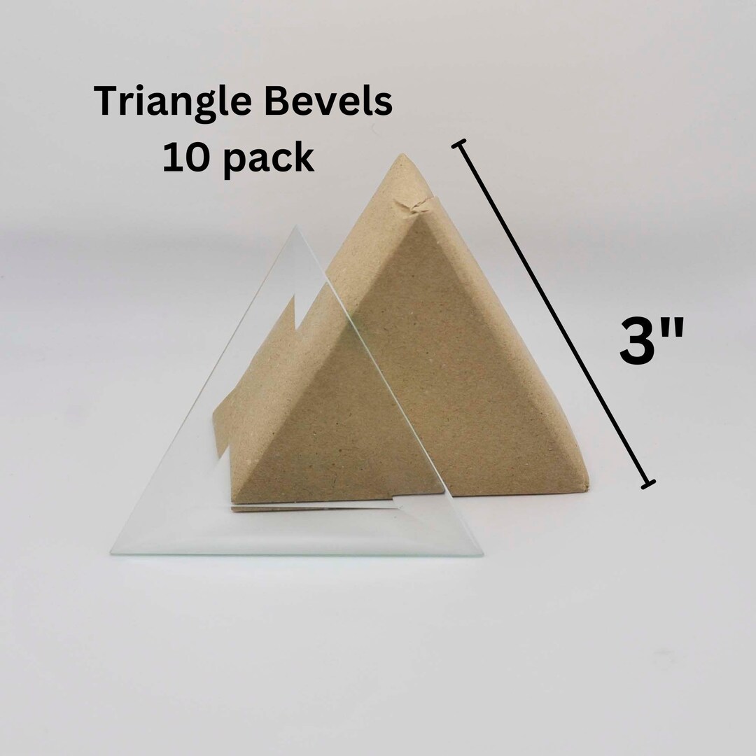 3" Triangle Bevel, 10 Pieces of Clear Glass Bevel 3x3x3 for DIY Stained ...