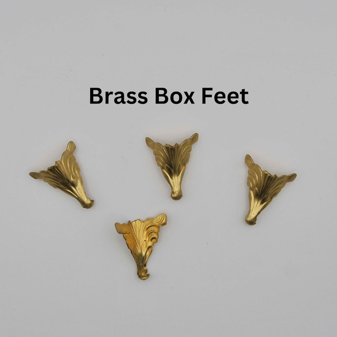 Brass Jewelry Box Feet, 4 Pack of Decorative Brass Corner Box Feet for ...