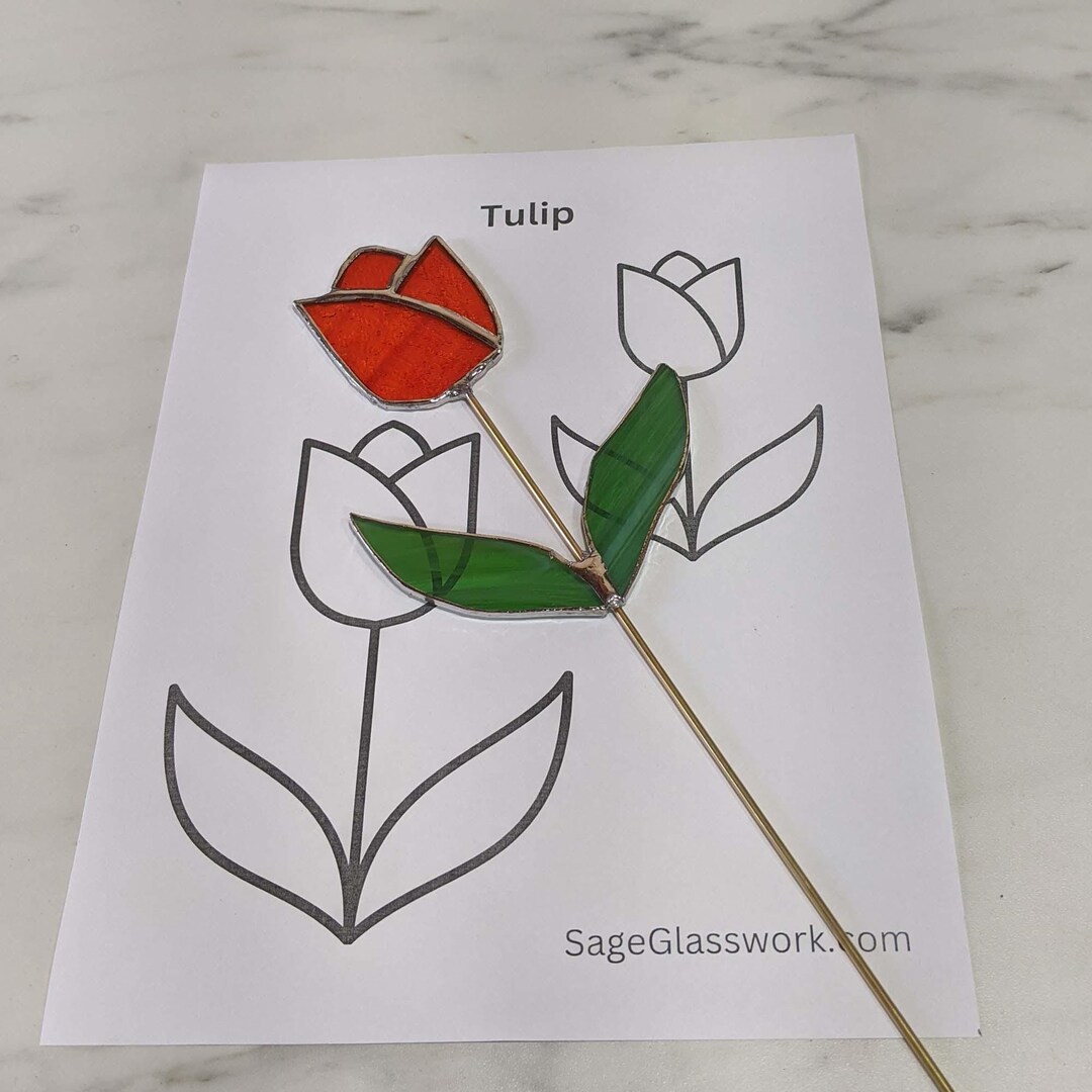 PATTERN Tulip Flower Stained Glass Pattern, PDF Digital Tutorial for ...