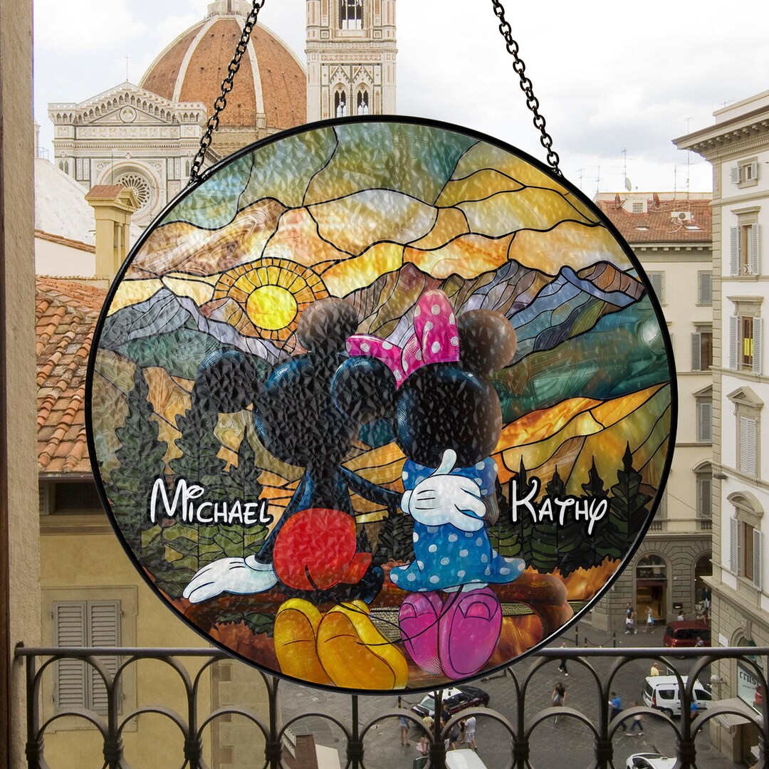 Personalized Mickey Minnie Stained Glass Suncatcher,mickey Mouse ...