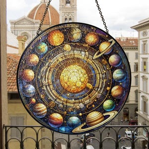 The Solar System Stained Glass Suncatcher, Universe Stained Glass ...
