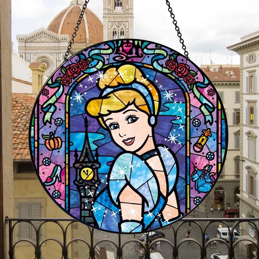 Disney Princess Cinderella Stained Glass Suncatcher, Cinderella Castle ...