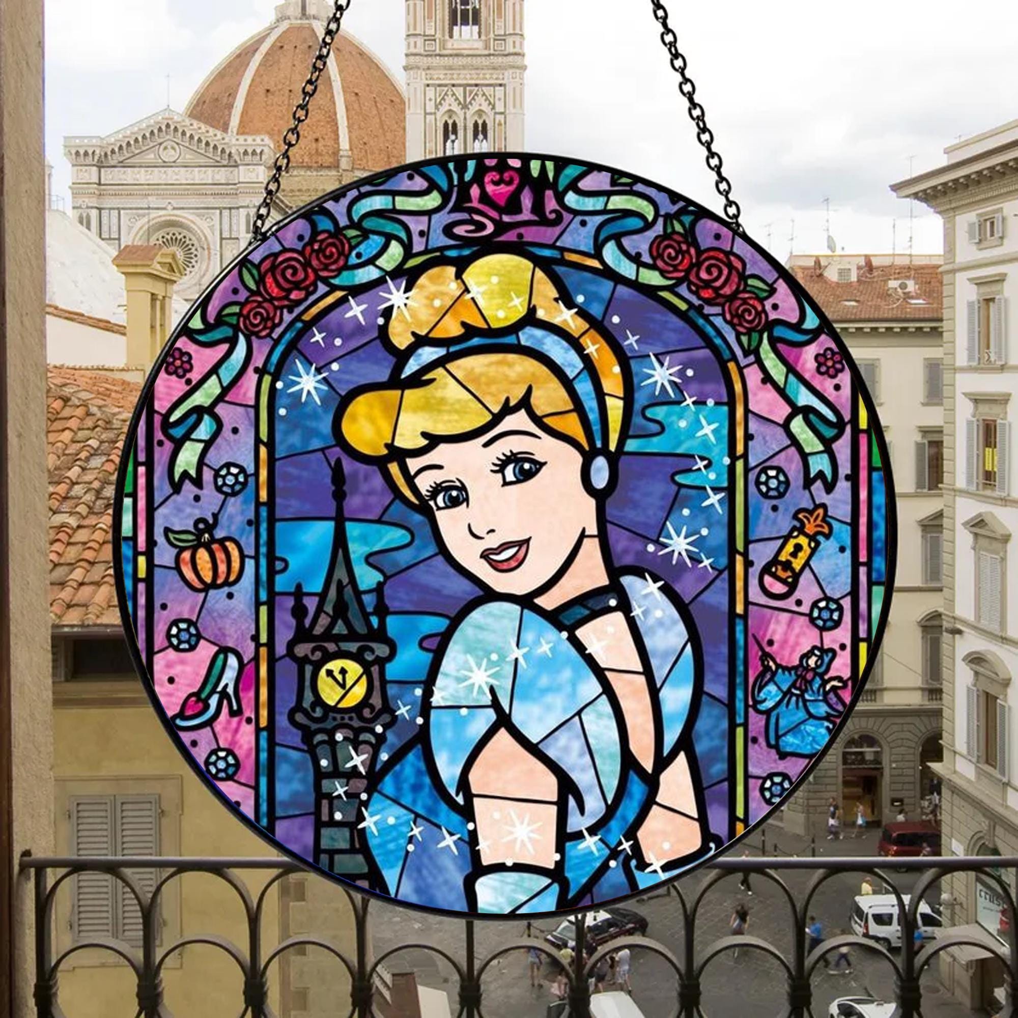 Disney Princess Cinderella Stained Glass Suncatcher, Cinderella Castle ...