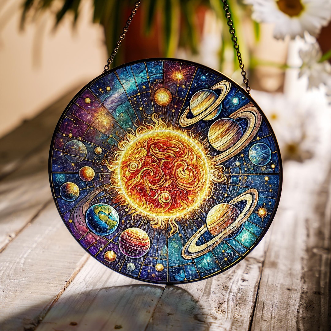 Stained Glass Planets Window Hanging, the Solar System Stained Glass ...