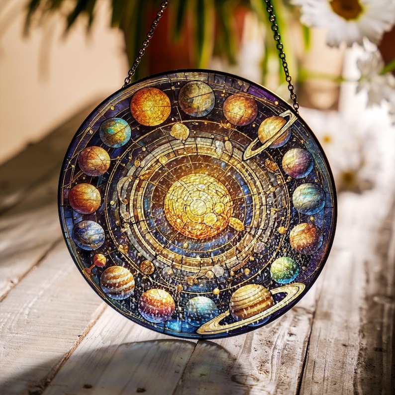 The Solar System Stained Glass Suncatcher, Universe Stained Glass ...