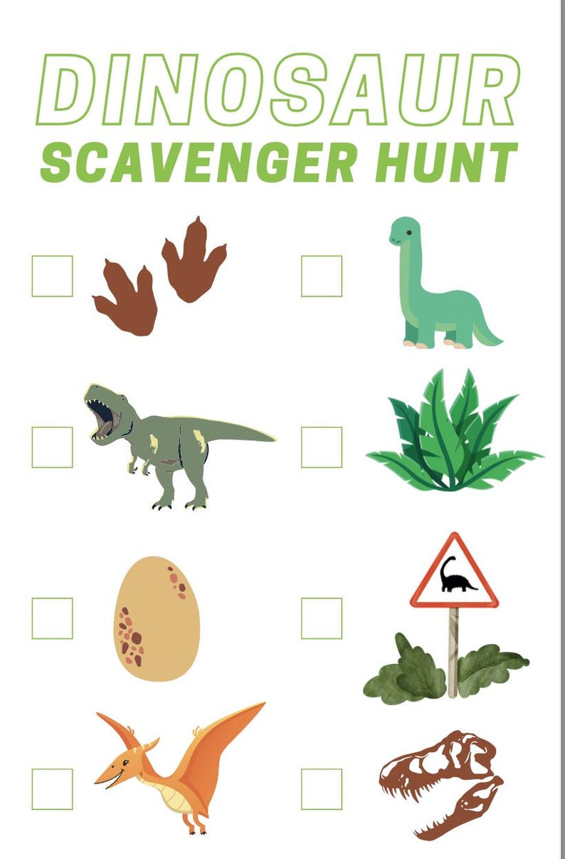 Dinosaur Printable Scavenger Hunt - Etsy