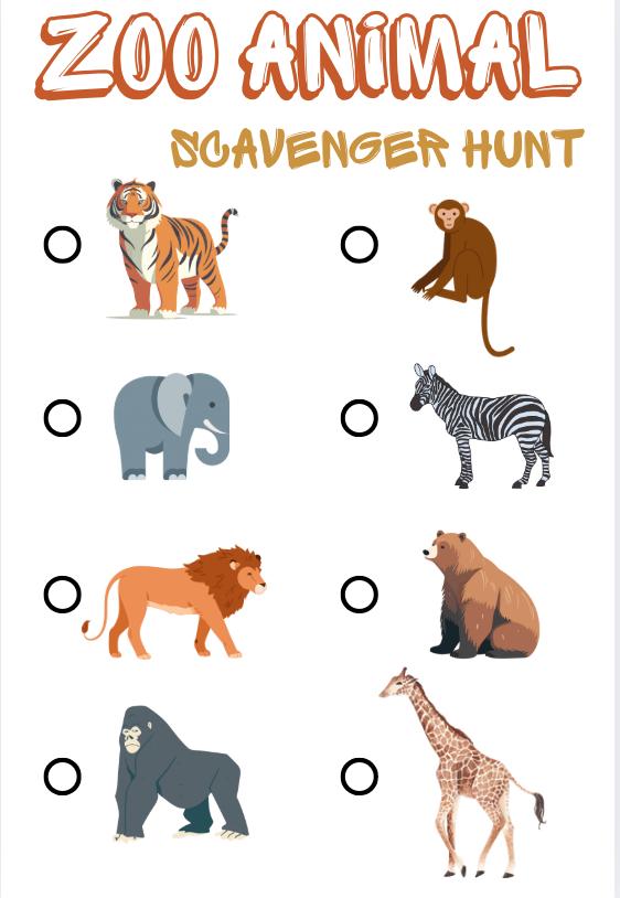 Printable Zoo Animal Scavenger Hunt - Etsy