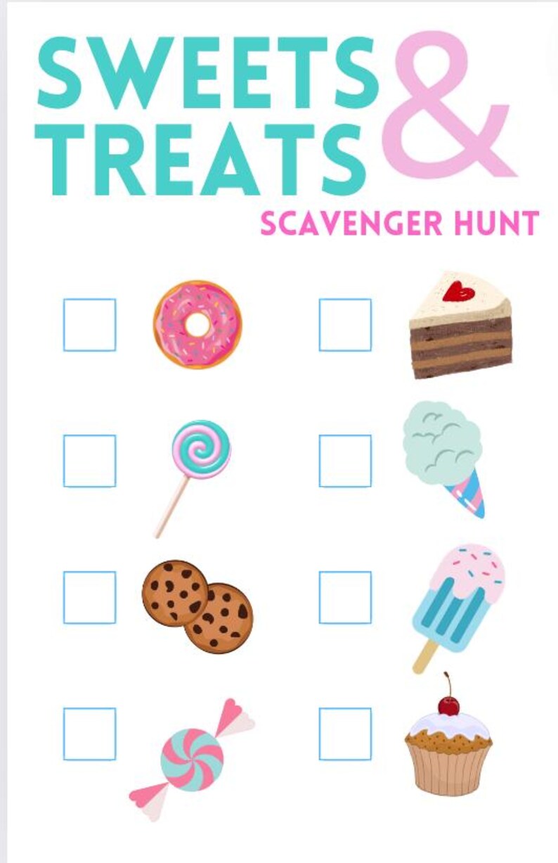 Sweets & Treats Printable Scavenger Hunt - Etsy