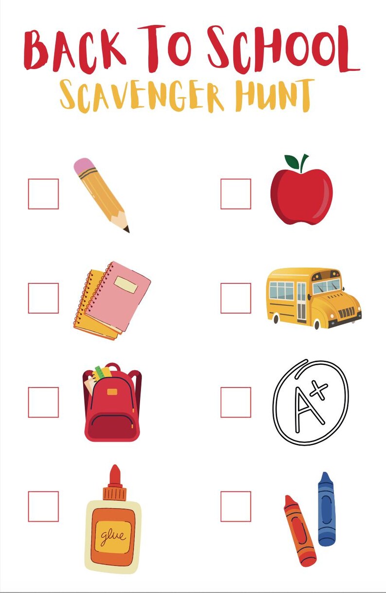 Back to School Printable Scavenger Hunt - Etsy