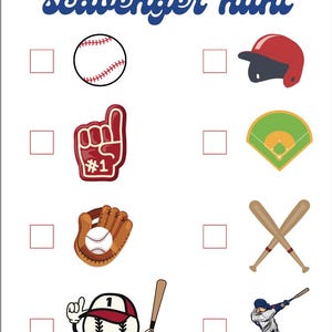 Baseball Printable Scavenger Hunt - Etsy