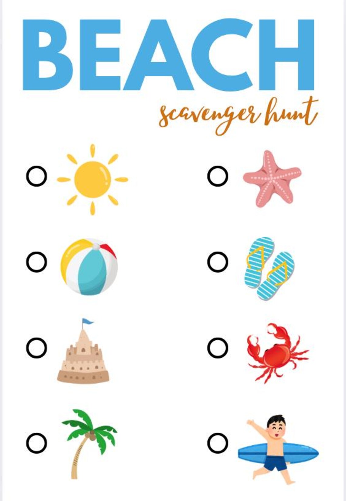 Beach-themed Printable Scavenger Hunt - Etsy