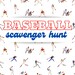 Baseball Printable Scavenger Hunt - Etsy
