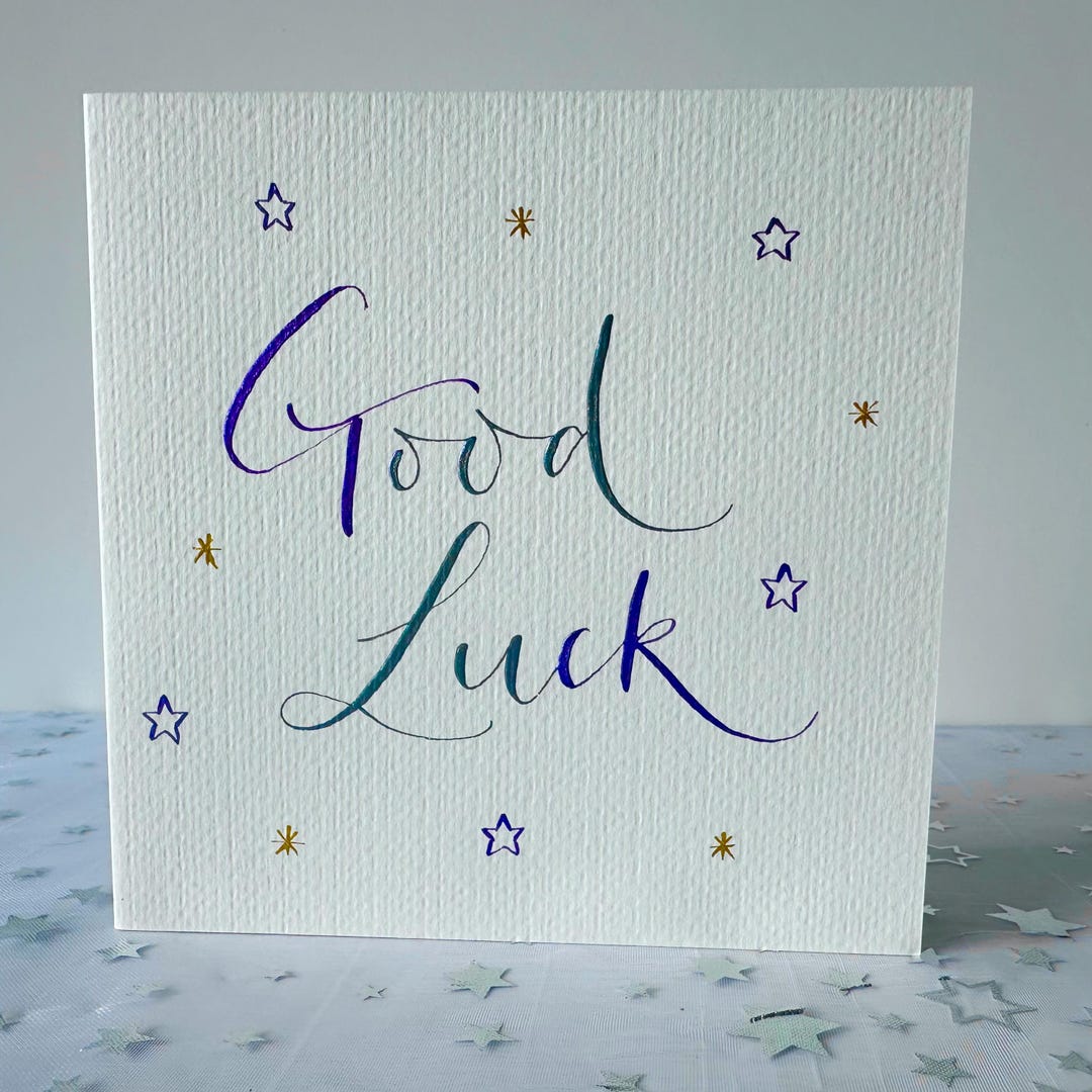 Handwritten Calligraphy Good Luck Card - Etsy UK