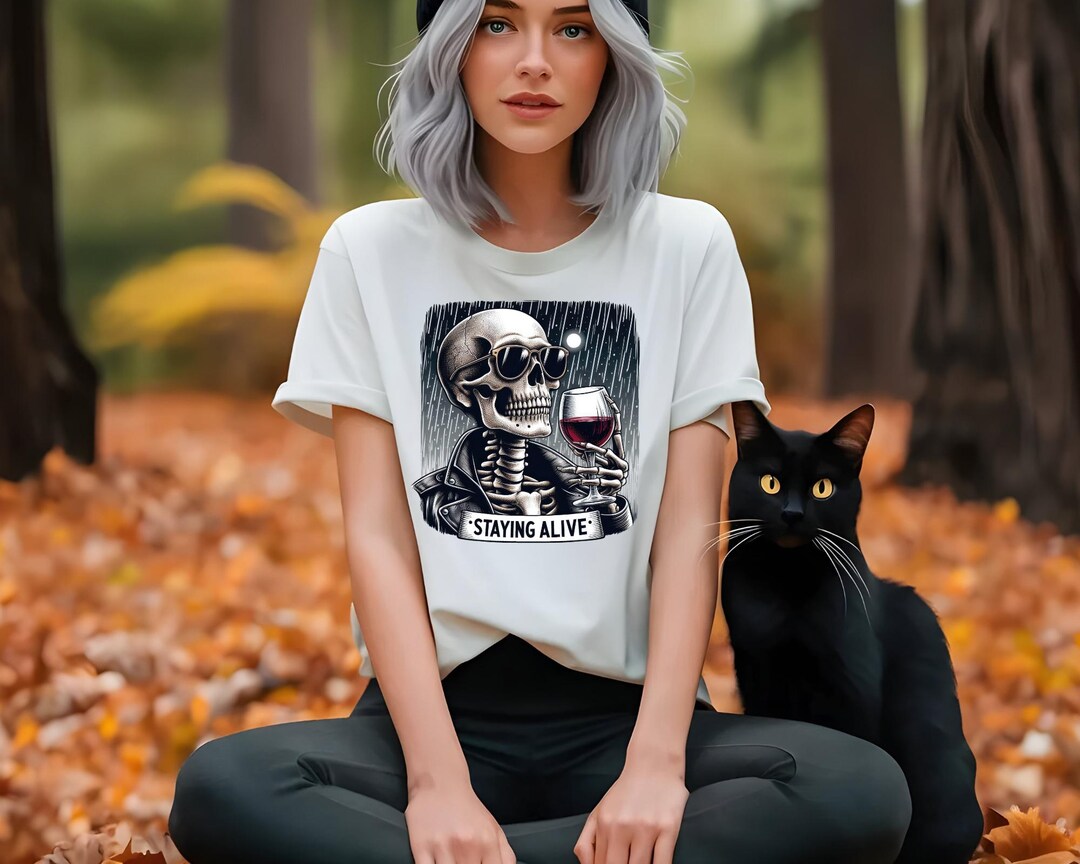 Staying Alive Skeleton Shirt, Unisex Jersey Short Sleeve Tee, Halloween ...
