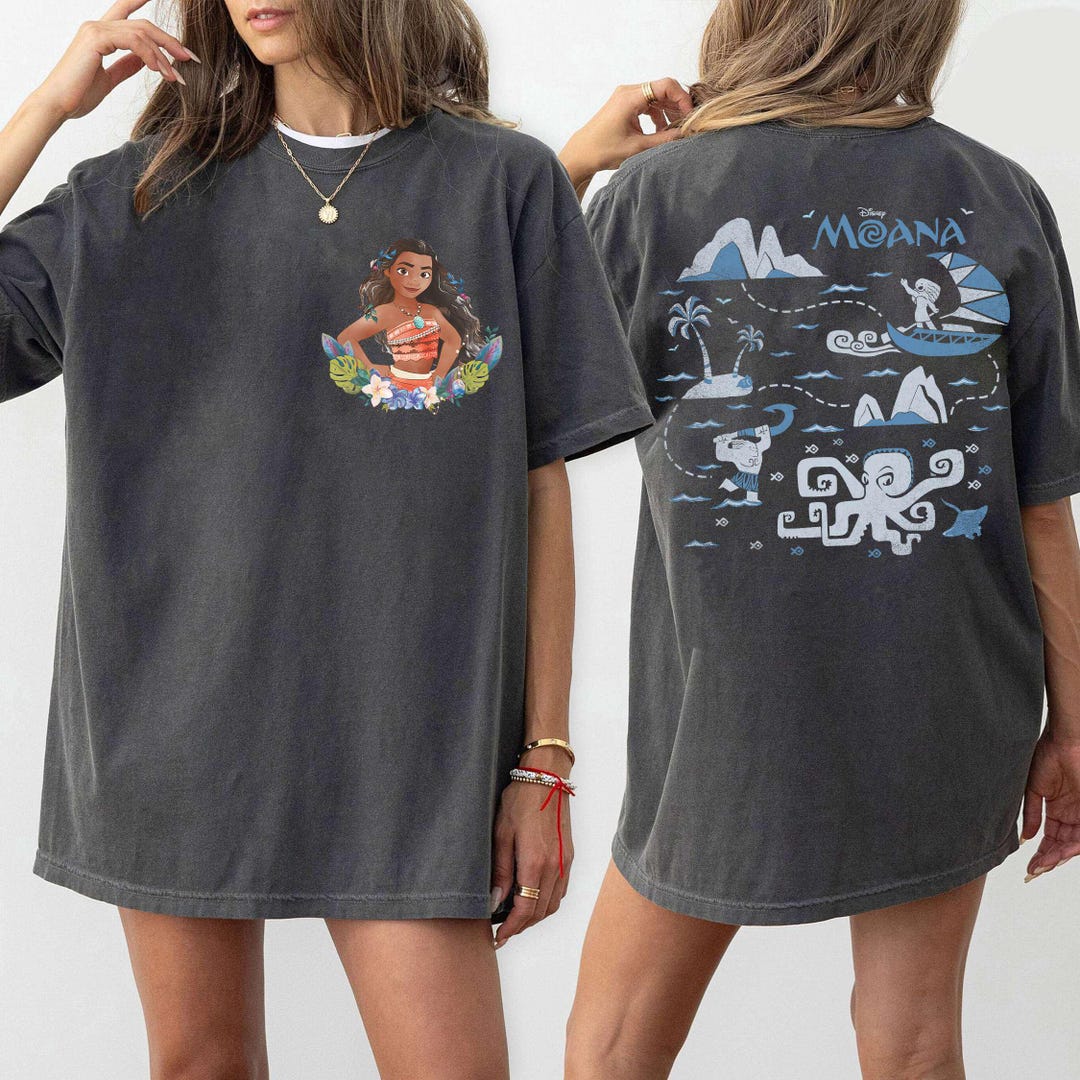 Disney Moana Maui Ocean Map Shirt, Moana Hei Hei Rooster Pua Pig Floral ...