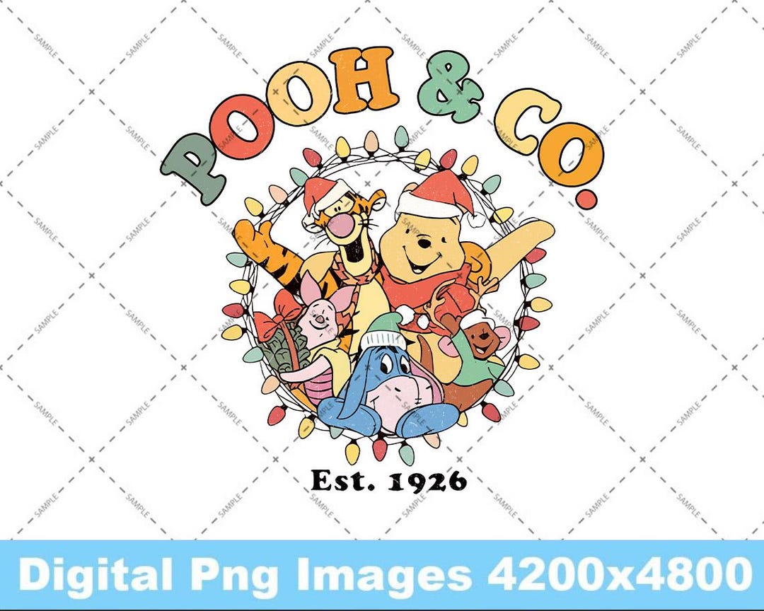 Vintage Winnie the Pooh Christmas Png, Santa Pooh Bear Christmas Lights ...
