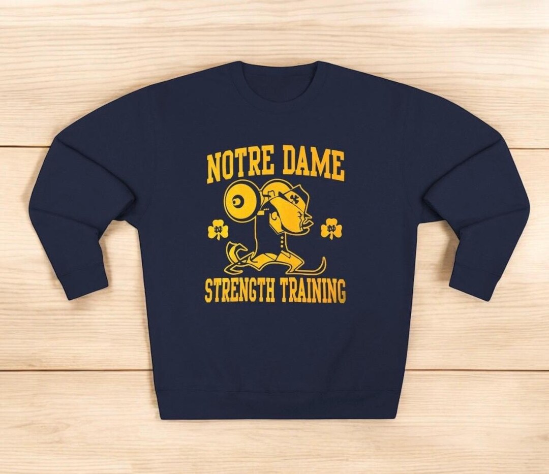 Notre Dame Strength Training Vintage Crewneck Sweatshirt Weightlift ND ...