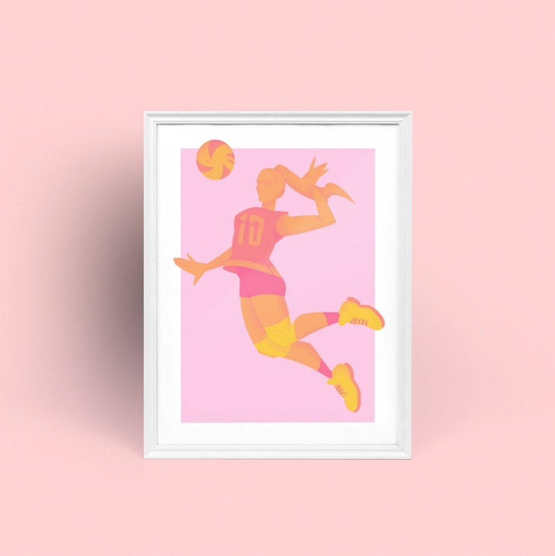 Volleyball Hitter Pink and Orange Aesthetic Preppy Pink Dorm - Etsy