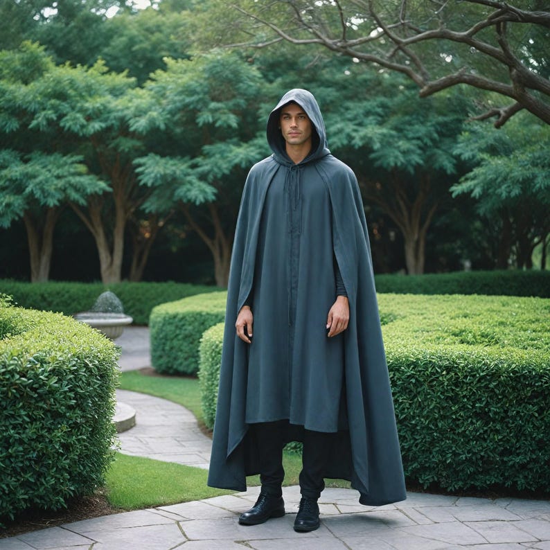 Men Medieval Hooded Cloak Viking Cosplay Cape Renaissance LARP Costume ...