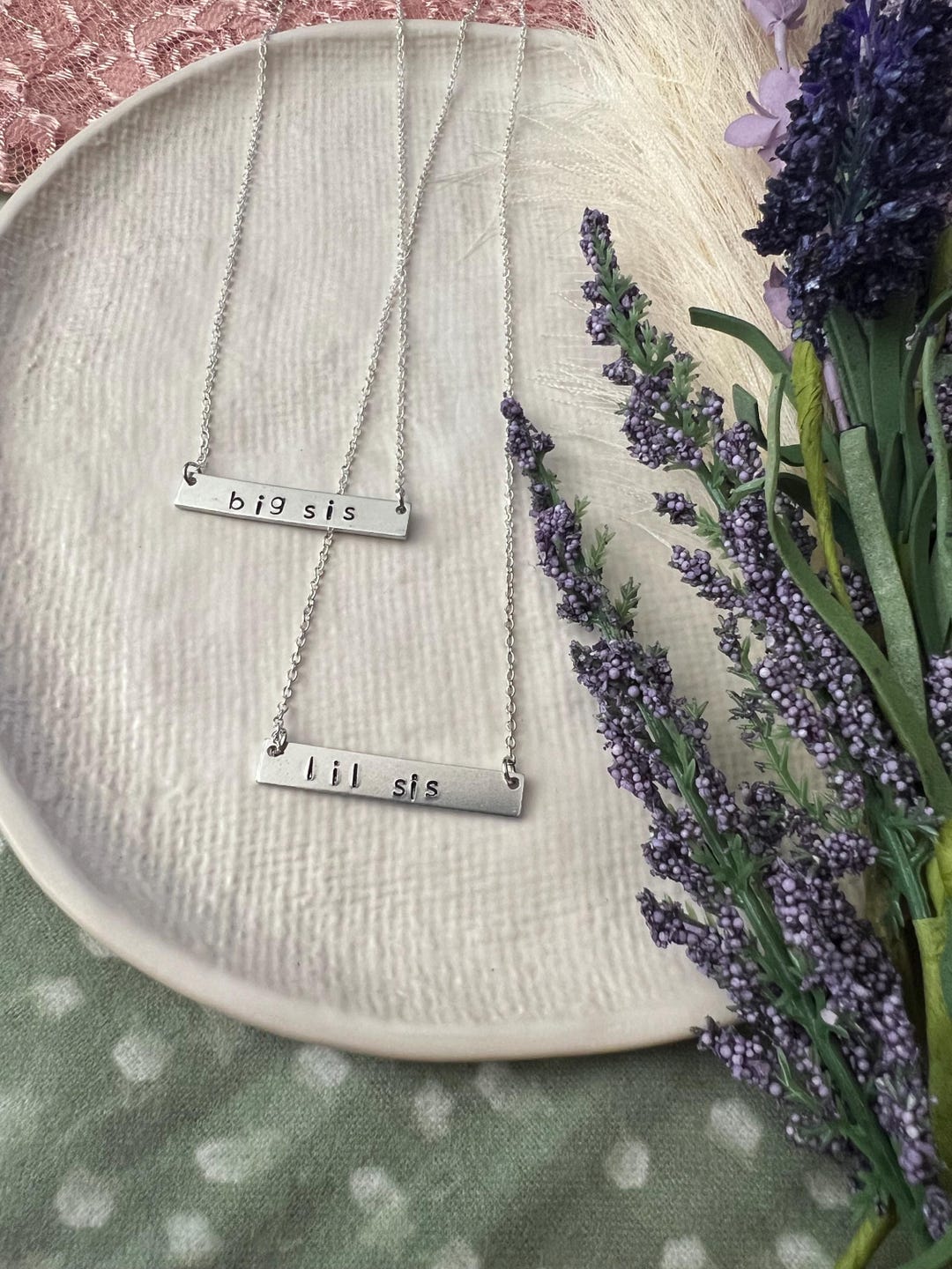 Personalized Sister Necklace Set: Hand Stamped Big Sis Little Sis ...