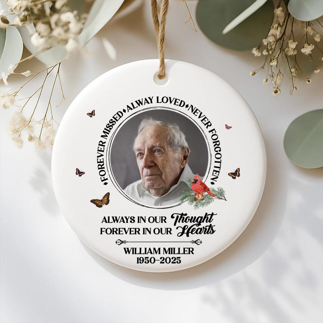 Customize Memorial Glass Ornament, Photo Memorial Ornament, Loss of ...