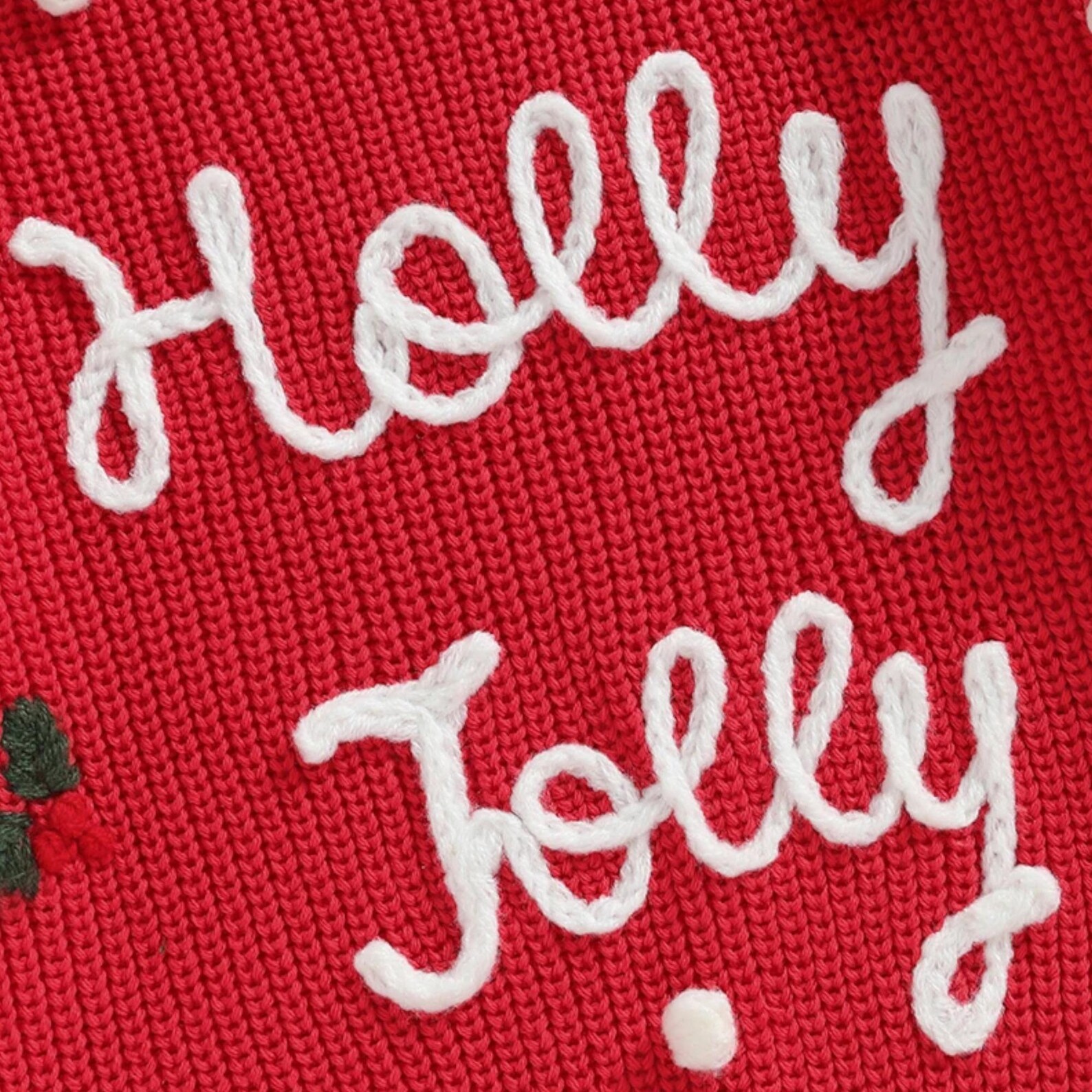Holly Jolly Baby Sweater, Baby Christmas Knit Sweater, Hand-embroidered ...