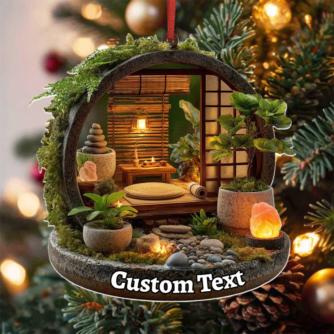 Japanese Zen 2D Fat Ornament, Mini Meditation Room Holiday Tree ...