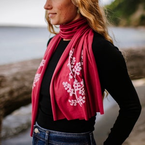 Berry Branch Scarf (white Ink) - Jersey Scarf - Botanical Print ...