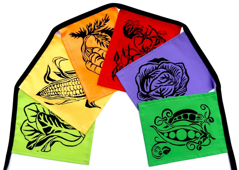 Vegetable Garden Flags: Hand-printed Cotton Bunting - Etsy