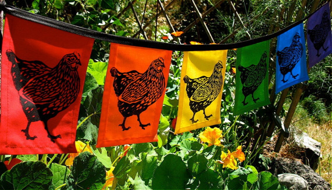 Rainbow Chicken Flags Chicken Banner Garland Chicken - Etsy México