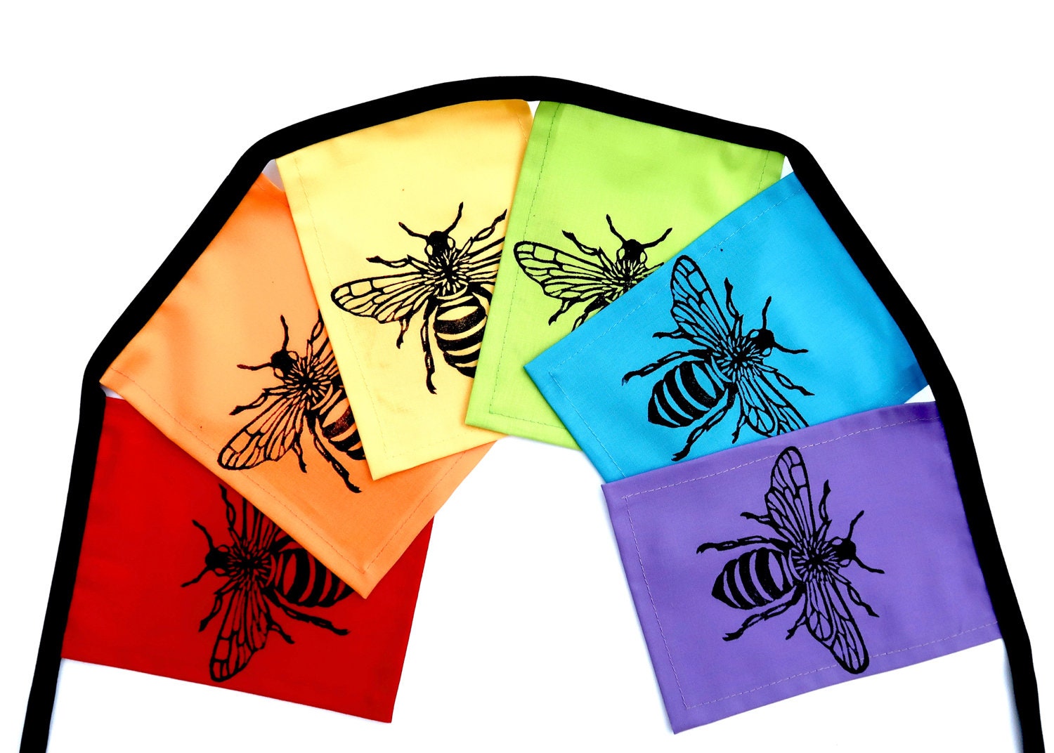 Rainbow Honeybee Garden Flags: Hand-printed Cotton Bee Banner - Etsy