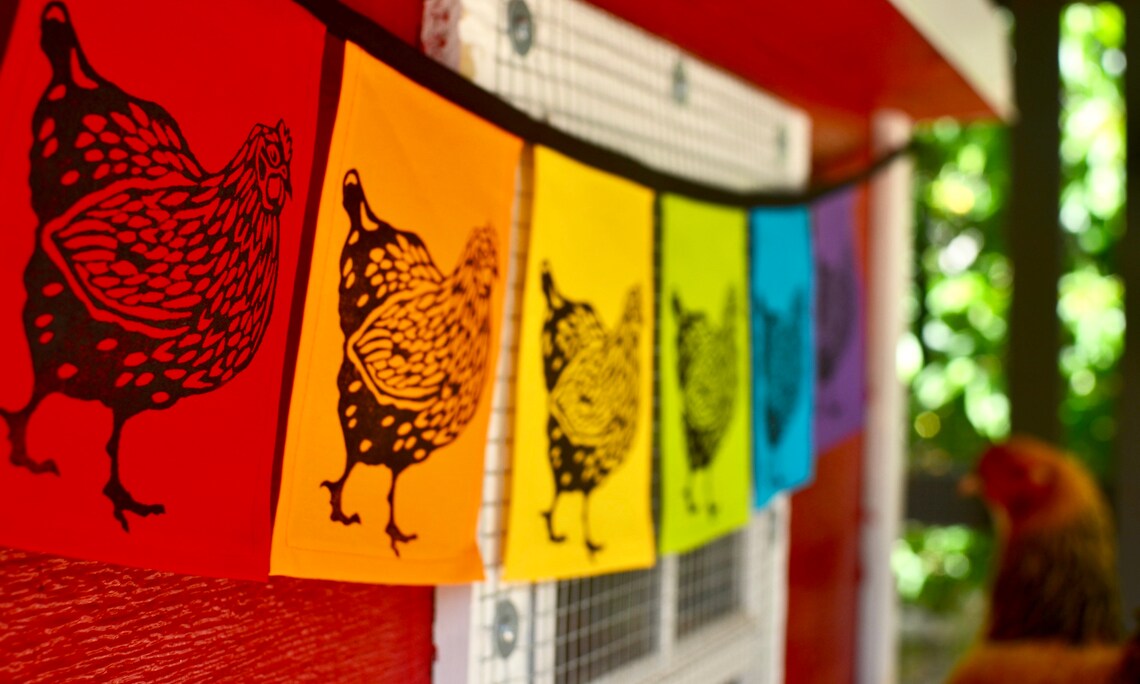 Rainbow Chicken Flags Chicken Banner Garland Chicken - Etsy