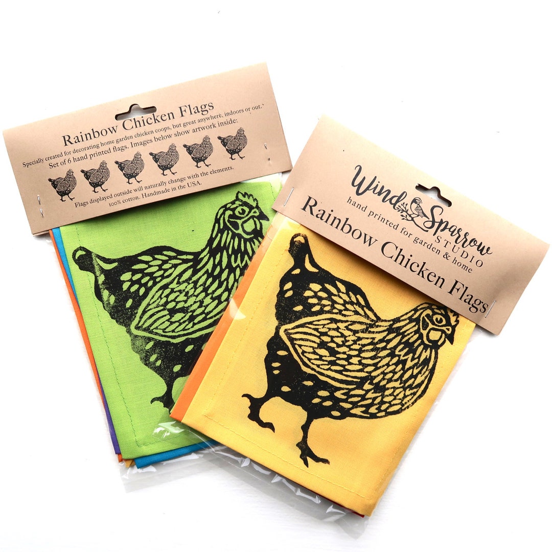 Rainbow Chicken Flags: Hand-printed Cotton Coop Decor - Etsy