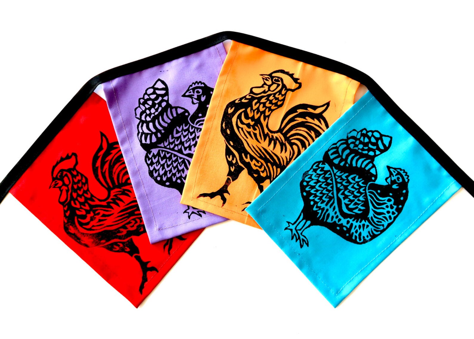Hand Printed Hen & Rooster Flags Chicken Coop Decoration - Etsy