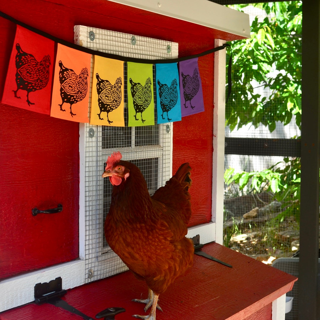 Banderas arcoíris con gallinas, decoración de gallinero, regalo para ...