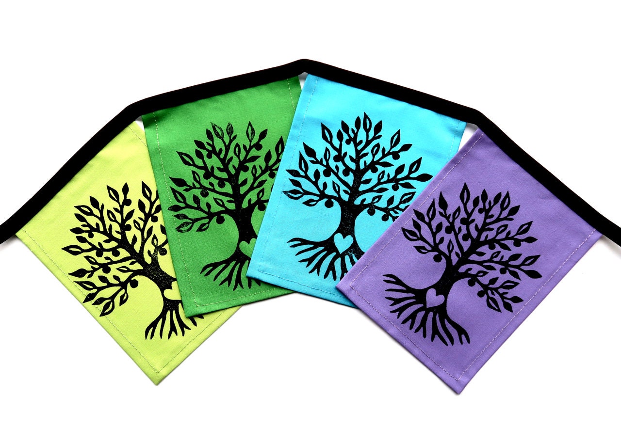 Tree of Life Flags jewel Tones Tree Print Wedding - Etsy