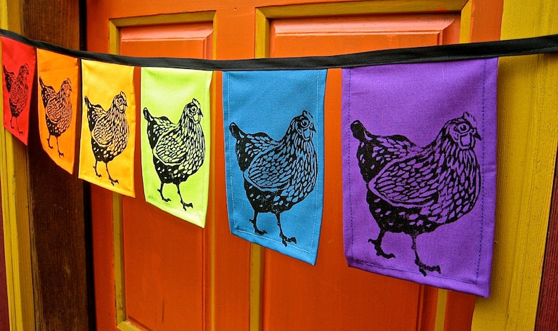 Banderas arcoíris con gallinas, decoración de gallinero, regalo para ...