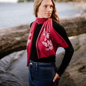Berry Branch Scarf (white Ink) - Jersey Scarf - Botanical Print ...