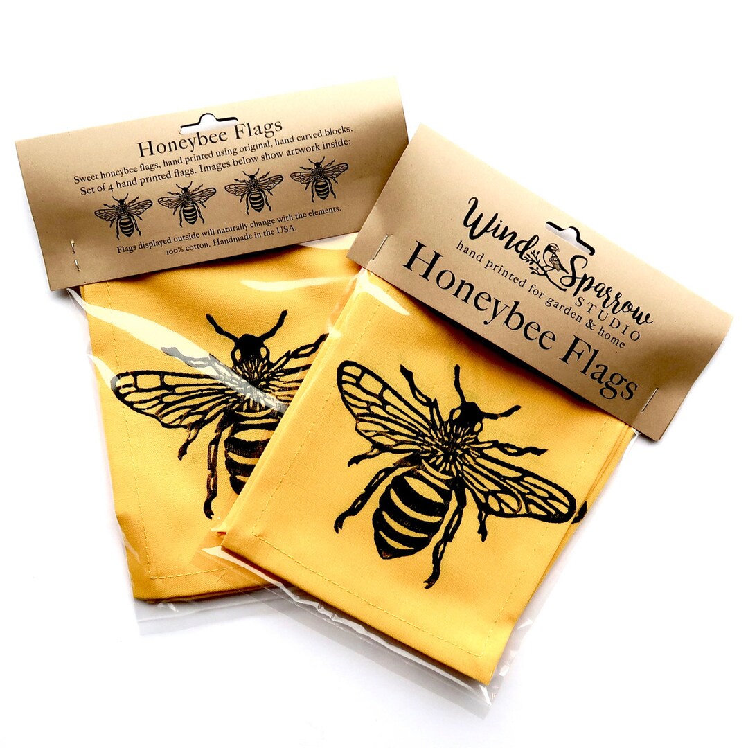 Honeybee Flags - Beehive - Beekeeper -garden Bee Art - Bee Print ...