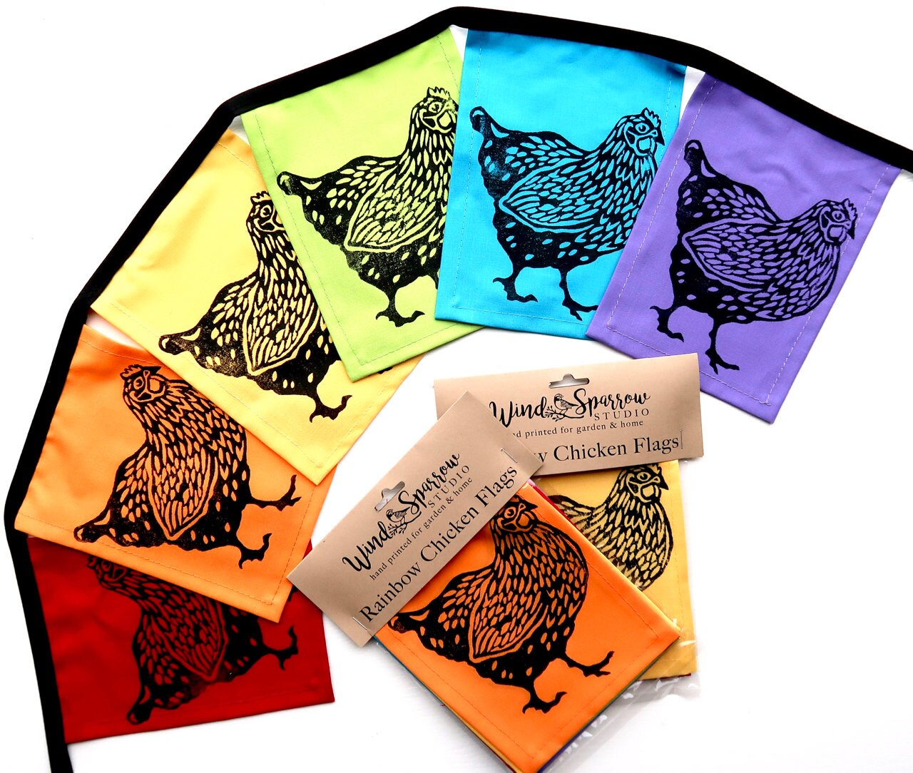 Banderas de pollo arco iris impresas a mano Bandera de pollo Gallinero ...