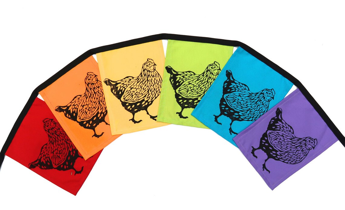 Rainbow Chicken Flags Chicken Banner Garland Chicken - Etsy