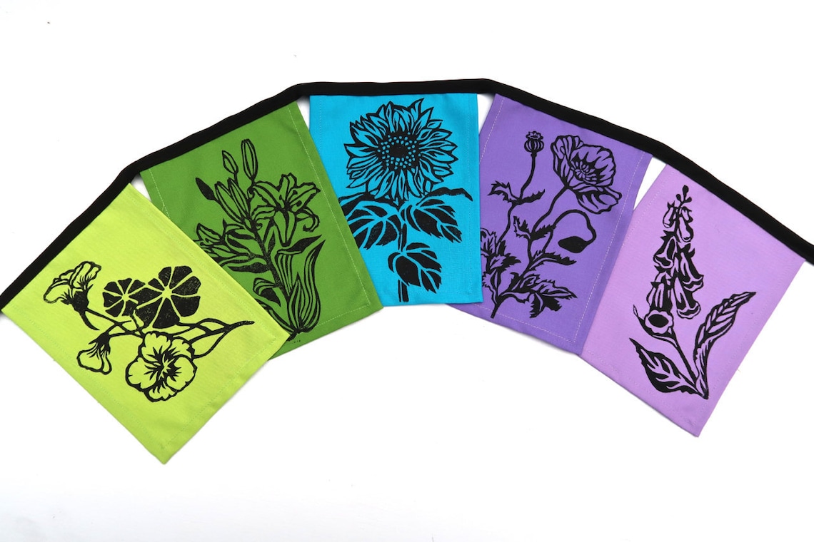 Garden Flags With Flowers Flower Flags Jewel Tones Garden - Etsy