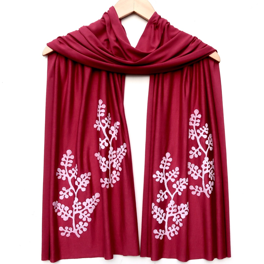 Berry Branch Scarf (white Ink) - Jersey Scarf - Botanical Print ...